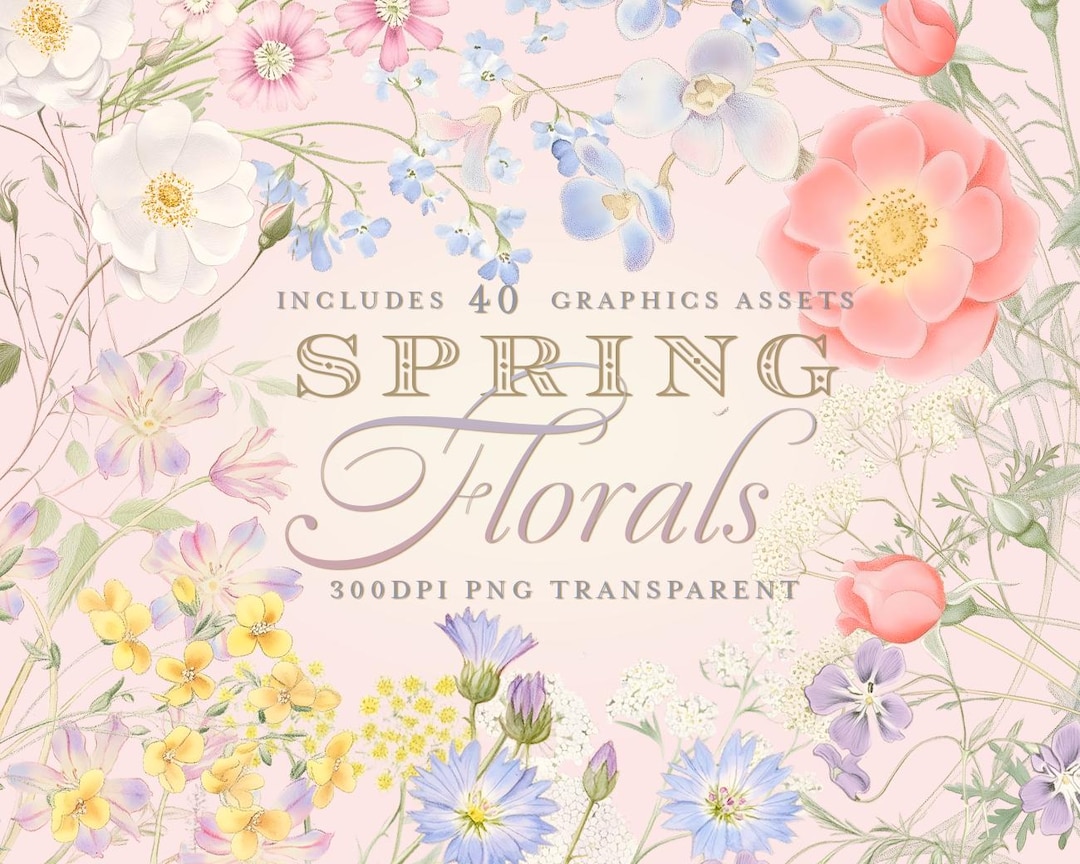 Pastel Spring Floral Watercolor Clipart: Flower Frames (digital ...