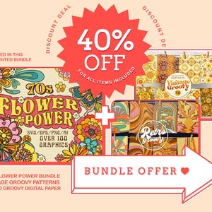 70s Retro Flower Power Design Bundle SVG Ai EPS PNG, Groovy Retro Art ...
