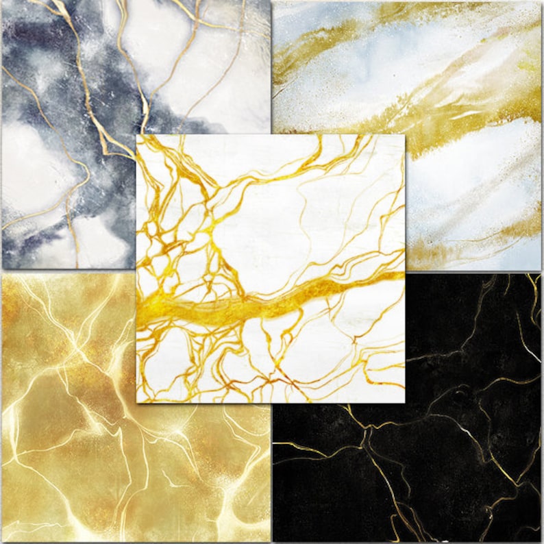 Gold Marble Digital Paper, Gold Wallpaper, Gold Marble Textures, Gold ...