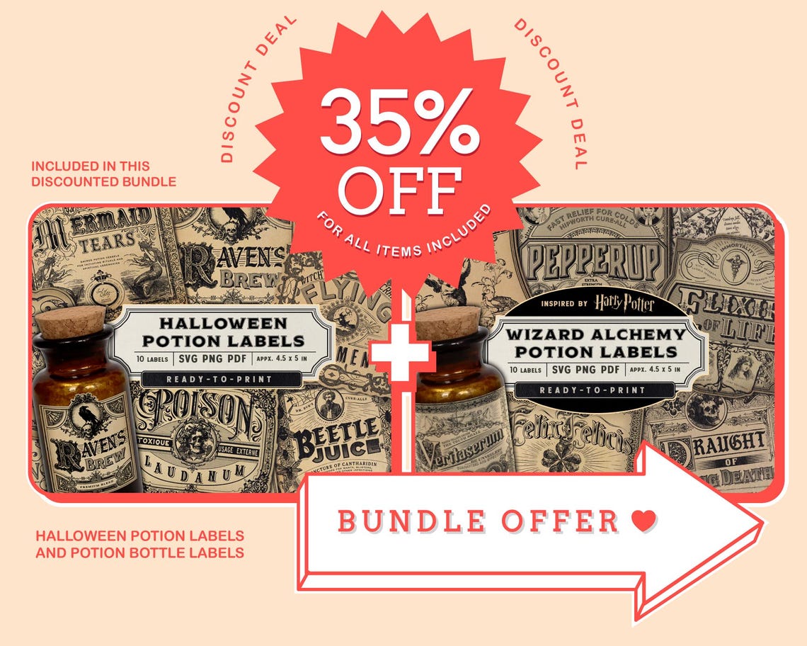 Potion Bottle Labels Printable, Apothecary for Wizard Party Decor SVG ...