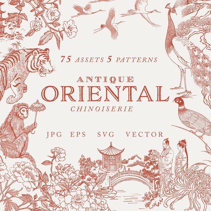 Toile Pagoda Pattern - Etsy