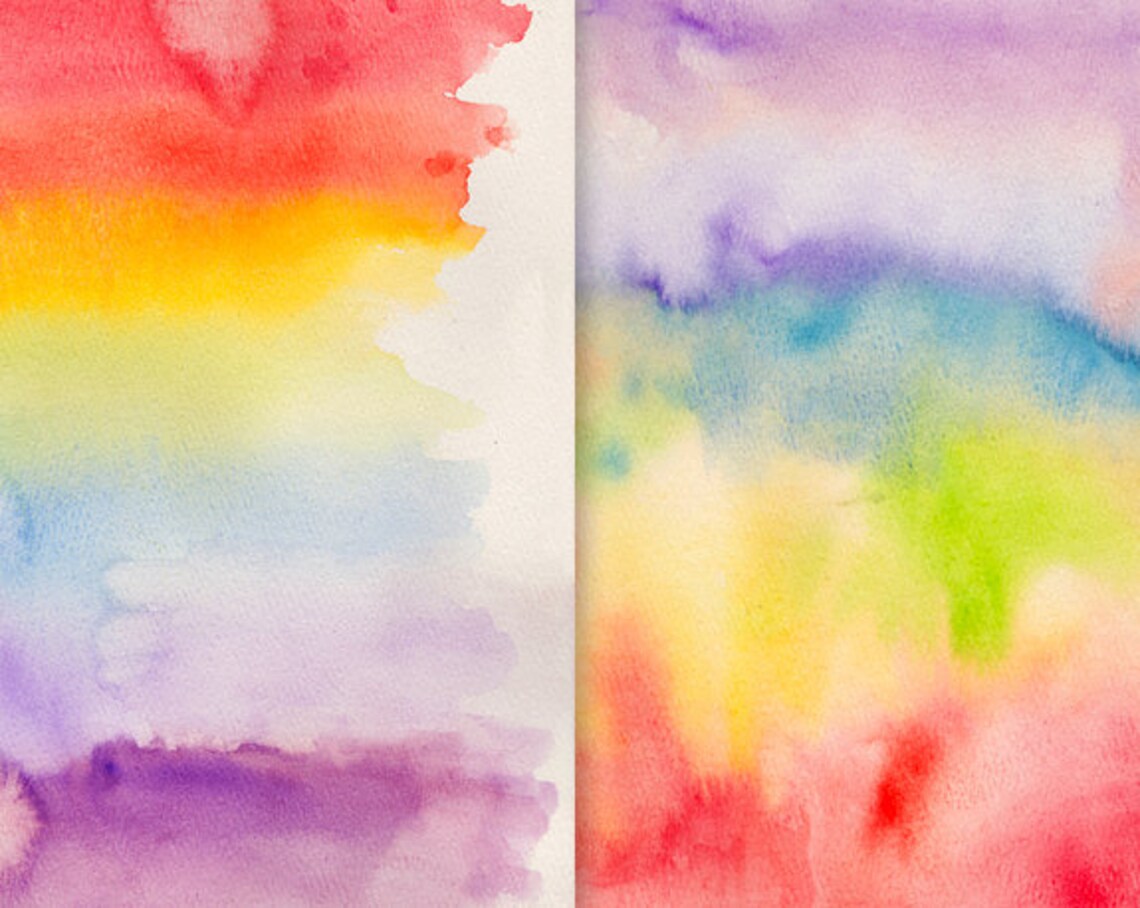 Watercolor Rainbow Clipart Rainbow Digital Papers Watercolor - Etsy
