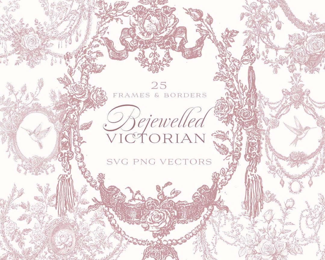 Victorian Floral Frames & Crests: Wedding Decor SVG PNG - Etsy