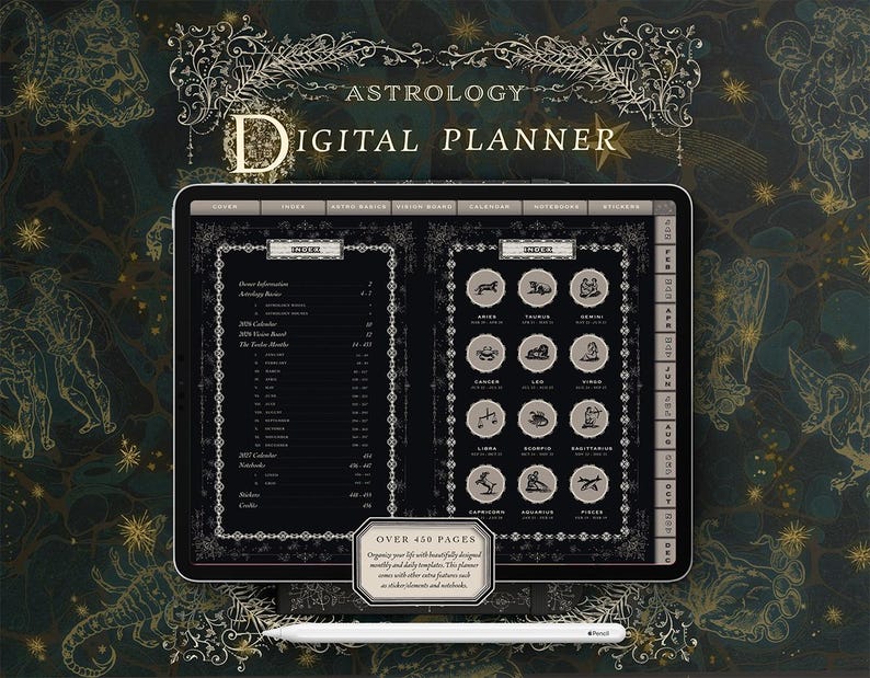 Astrology Planner 2026 Vintage Digital Journal (PDF) - Etsy