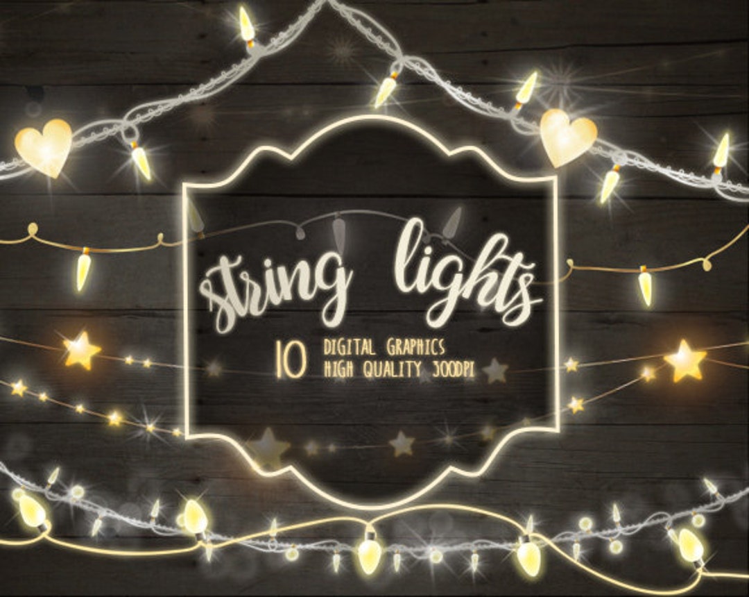 String Lights Clipart, Fairy Lights Clipart, Banners Clipart, Bokeh ...
