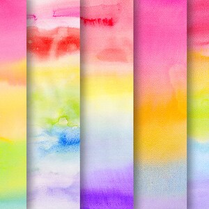Rainbow Digital Paper, Rainbow Clipart, Watercolor Washes Digital Paper ...