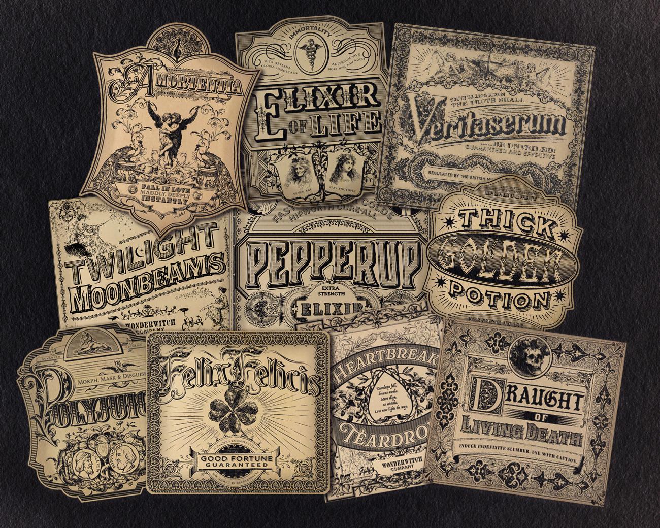 Potion Bottle Labels Printable, Apothecary for Wizard Party Decor SVG ...