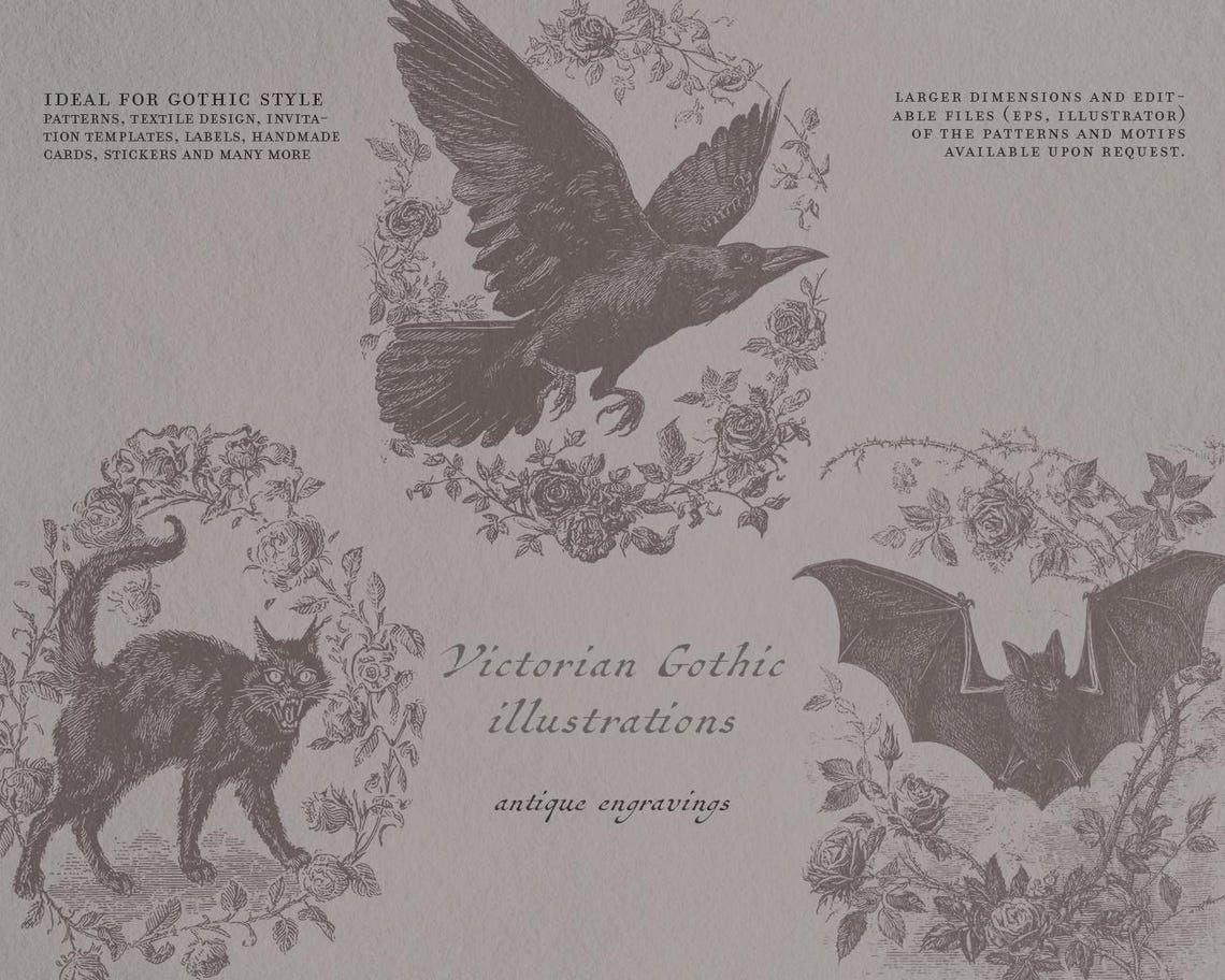 Vintage Halloween SVG, Gothic Digital Download, Gothic Patterns ...
