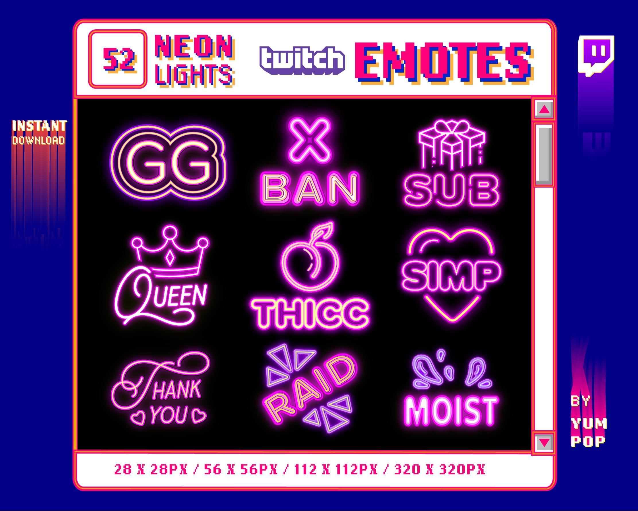 Neon Text Twitch Emotes, Twitch and Discord Emotes Bundle, Lurk Emote ...