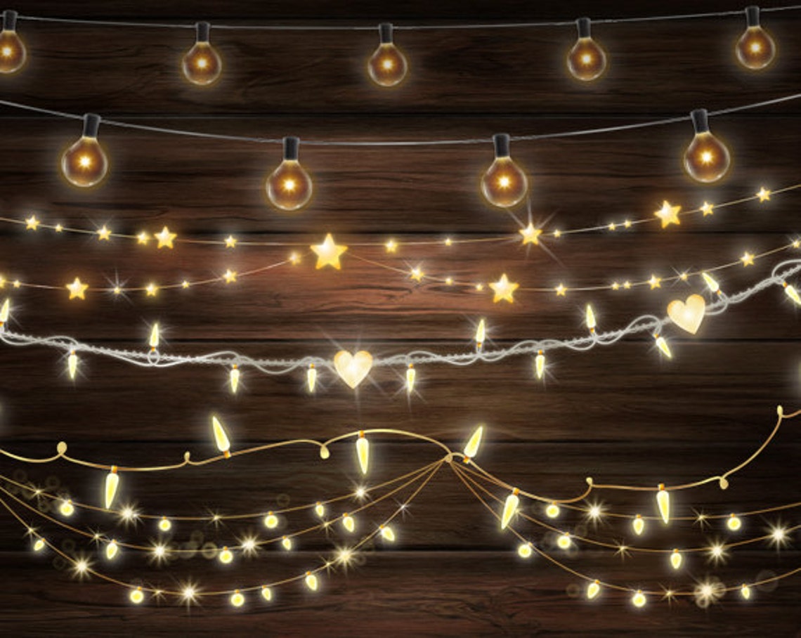 String Lights Clipart, Fairy Lights Clipart, Banners Clipart, Bokeh ...