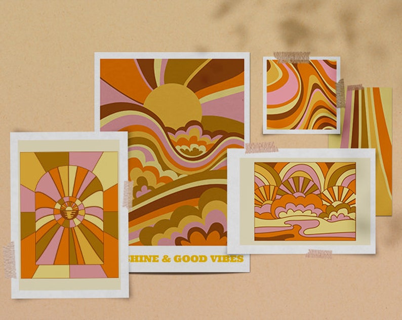 Retro Groovy Digital Paper, 70s SVG, Retro 70s Poster, 70's Hippie ...