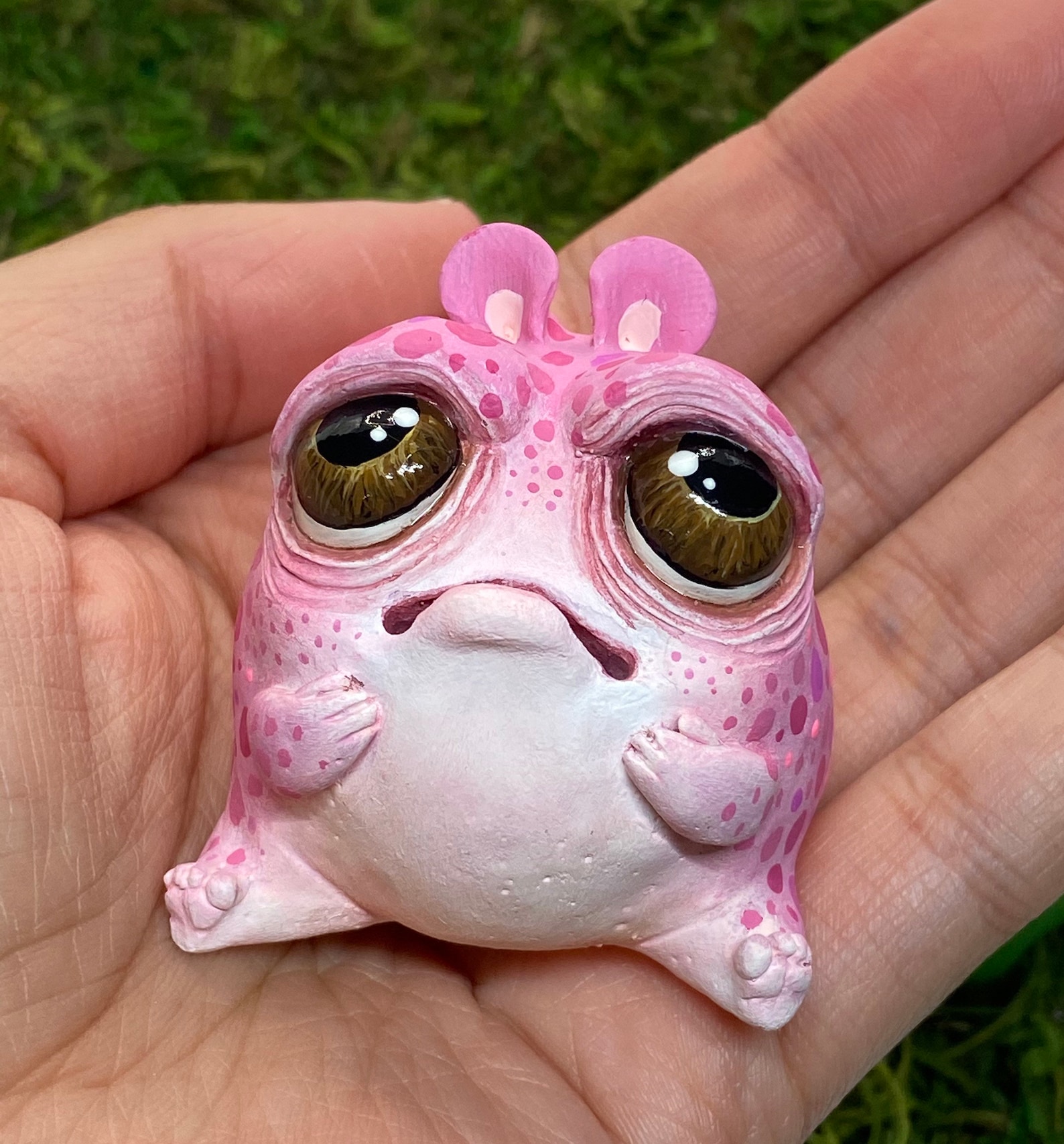 Hand Painted Resin Cast Cute Frog Toad Sculpture Sad Depressed | Etsy