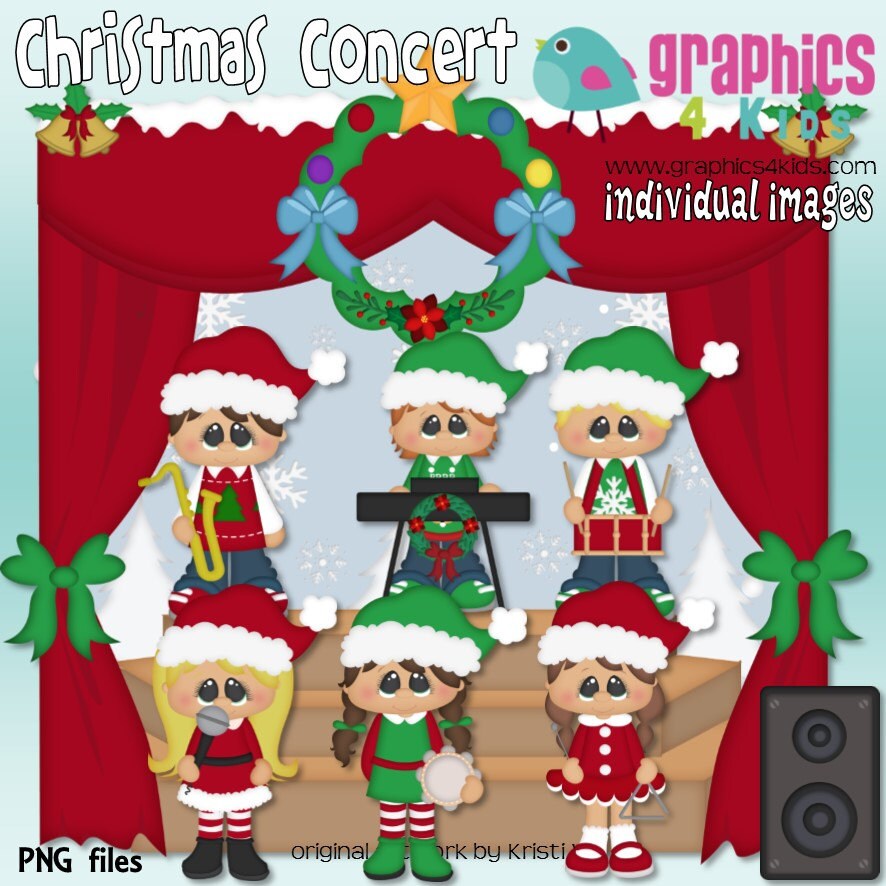Christmas concert Digital Clipart Clip art for scrapbooking | Etsy