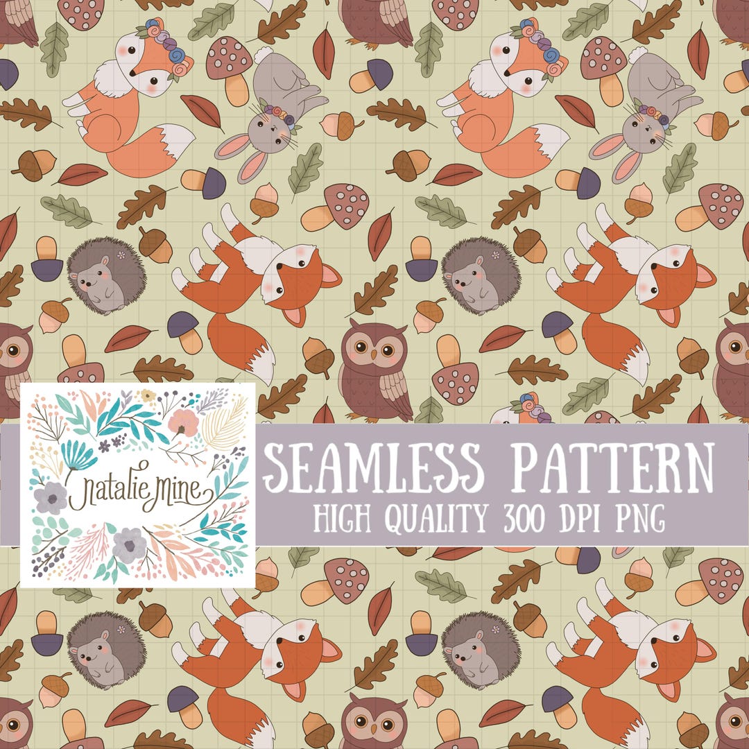 Woodland Creatures Seamless Pattern | Cute Forest Animal Digital Paper ...
