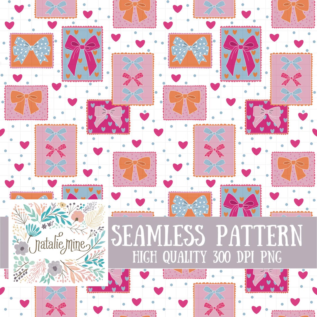 Coquette Stamp Seamless Digital Paper | Bow Pattern Background | Cute ...