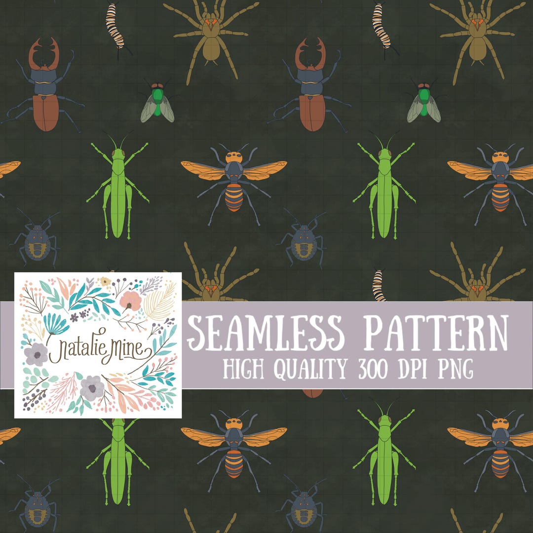 Bug Seamless Pattern | Insect Digital Paper | Entomology Clipart ...