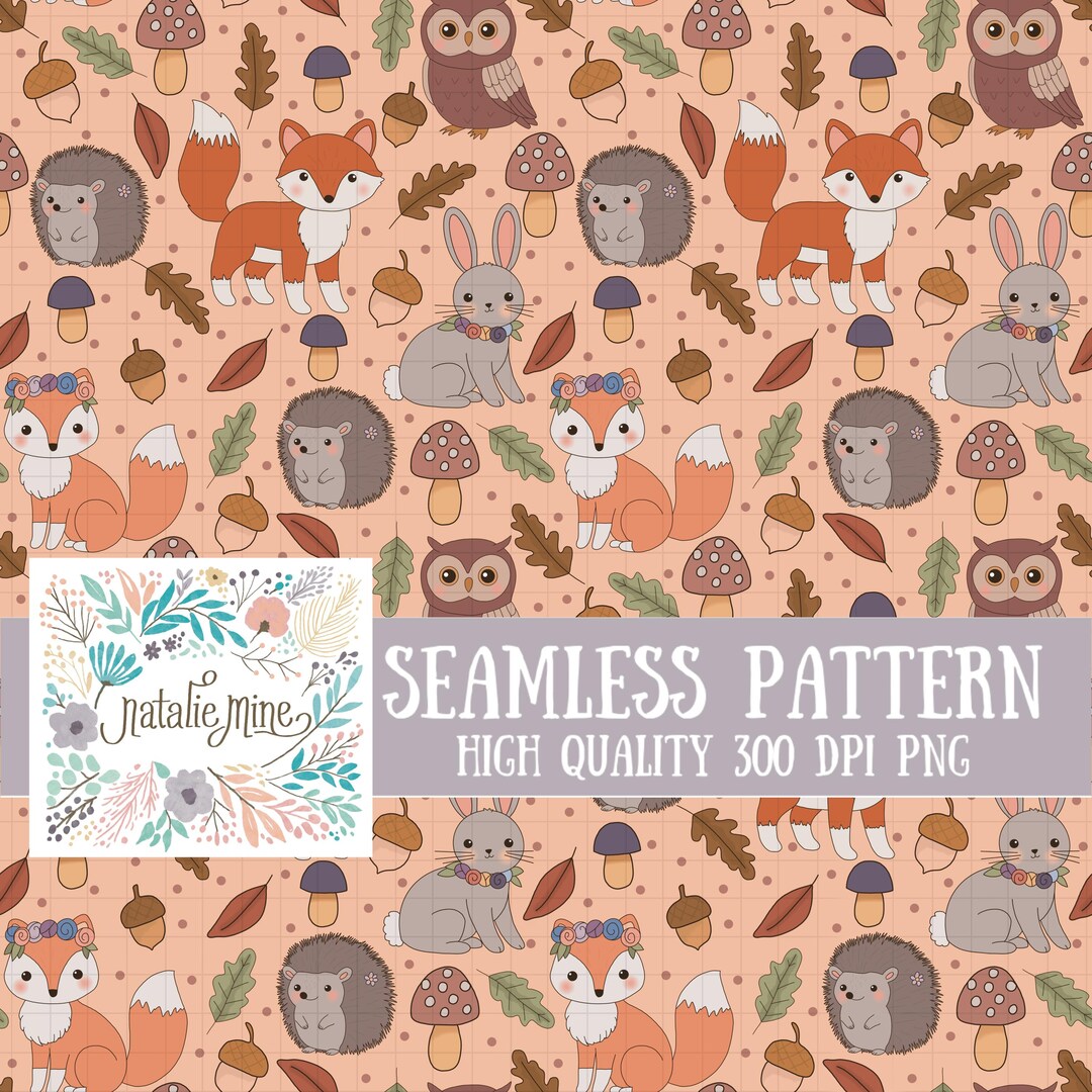 Woodland Creatures Seamless Pattern | Cute Forest Animal Digital Paper ...