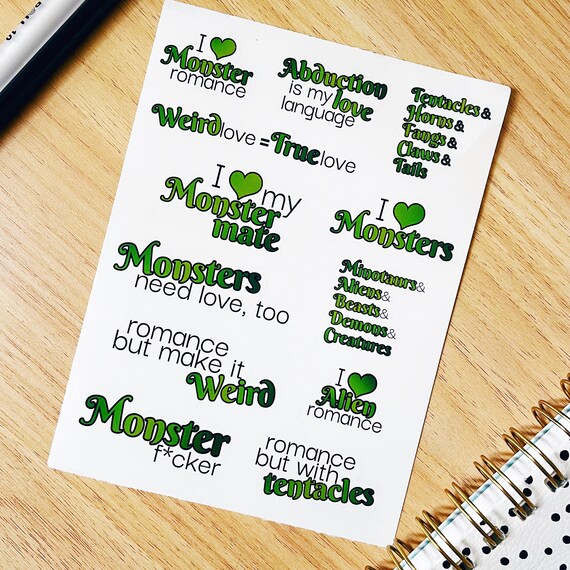 Monster Romance Lover Sticker Sheet Monster Lover Stickers | Etsy