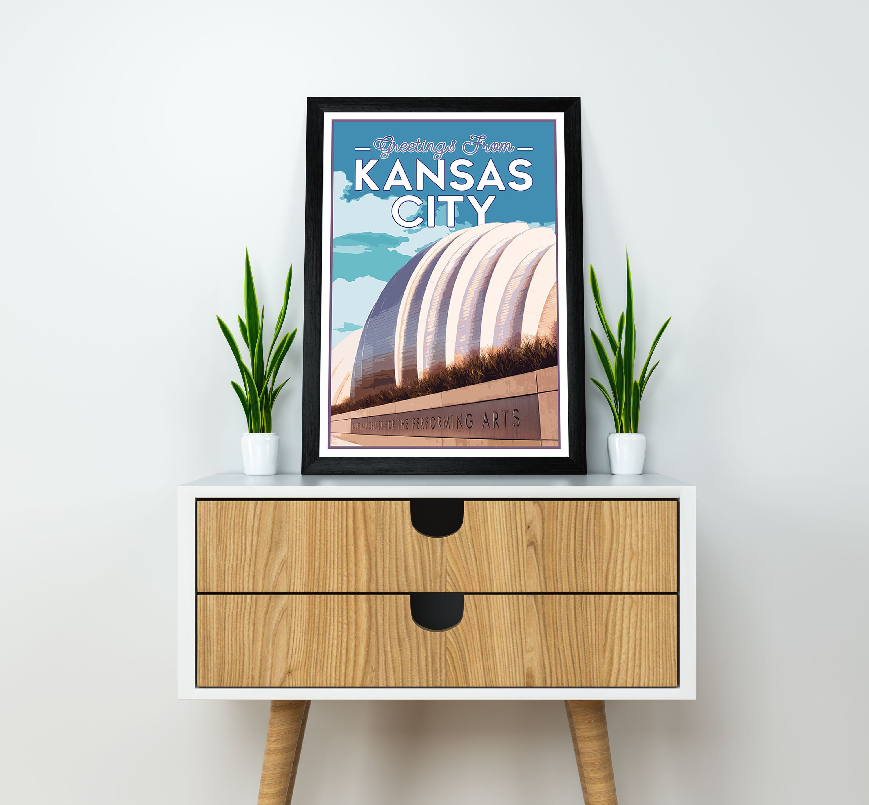 Kansas City 12x18 Kauffman Center Travel Poster Vintage Style - Etsy