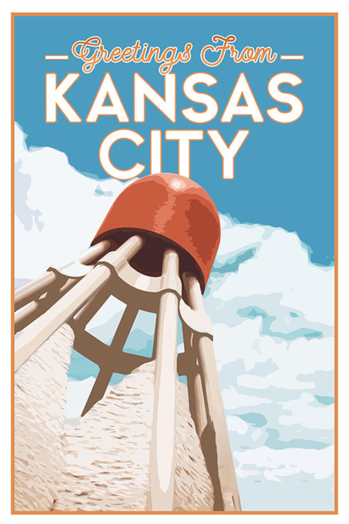 Kansas City 12x18 Nelson Shuttlecock Travel Poster Vintage - Etsy