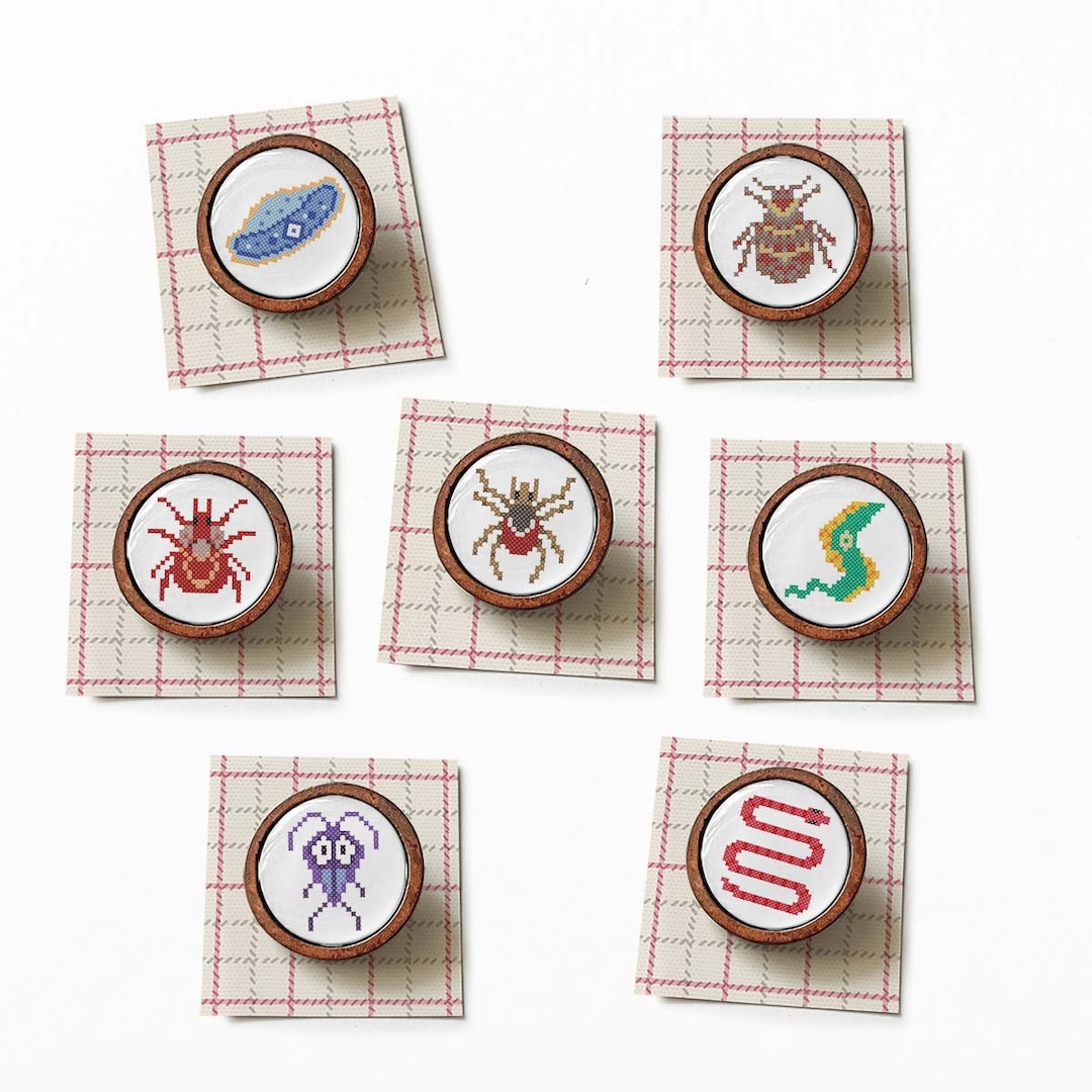 Retro Parasite Pin With Wooden Frame, Parasitology Pin Button ...