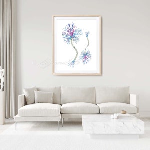 Neuron Poster, Science Art, Nervous System Print, Neurology Watercolor ...