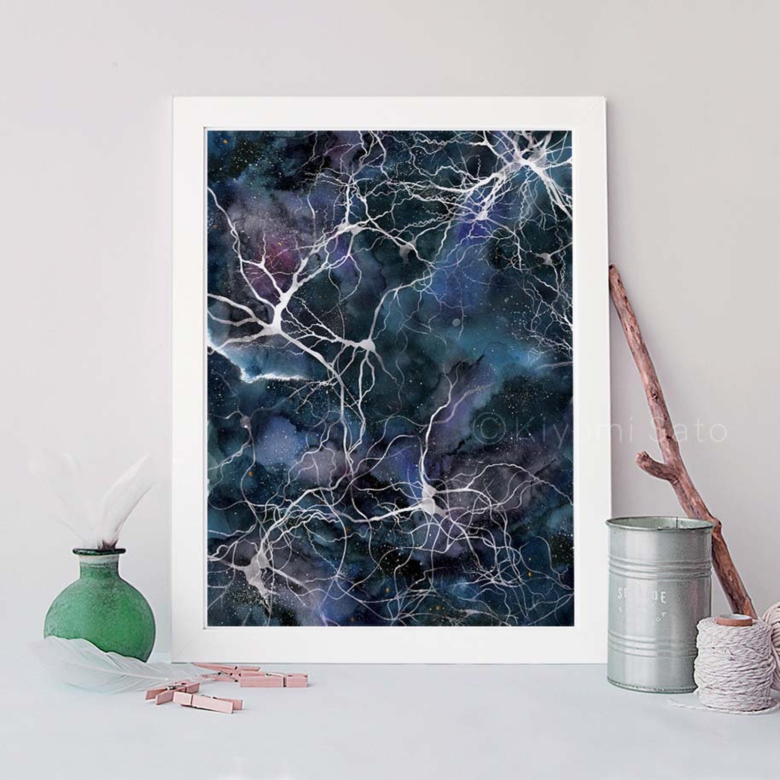 Neuron Galaxy Biology Watercolor Art Print Science - Etsy