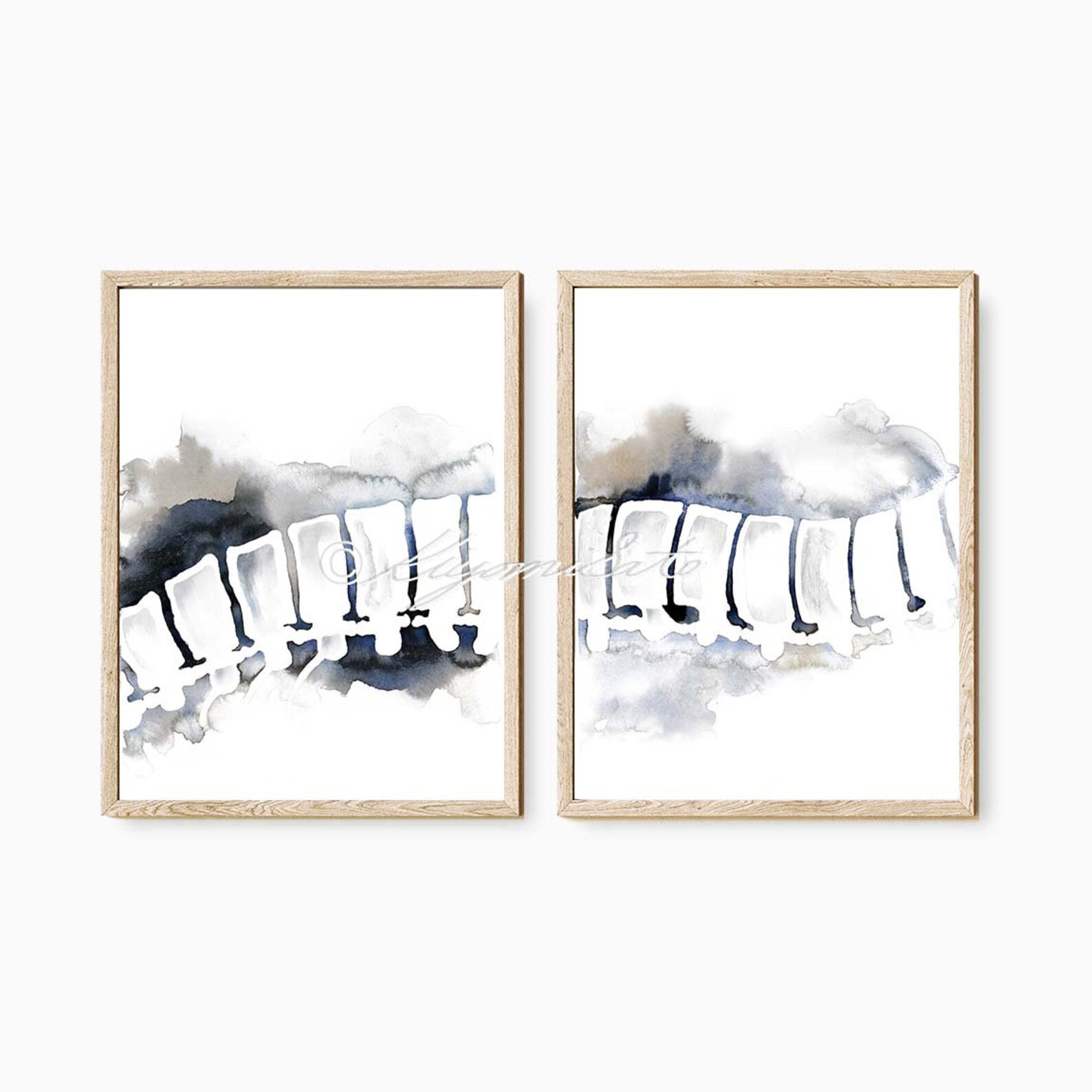 Spine Horizontal Art Set of 2, Orthopedics Art, Science Art Poster ...