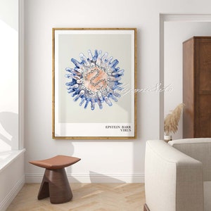 Epstein-barr Virus Art Print, Science Wall Decor, Molecular Biology ...
