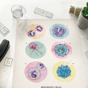 Defensive Cells, Old Academia Style Microbiology Poster, Science Art ...