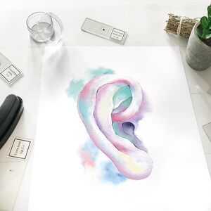 Ear Art Print, Biology Poster, Otolaryngology Wall Decor, Ear Anatomy ...