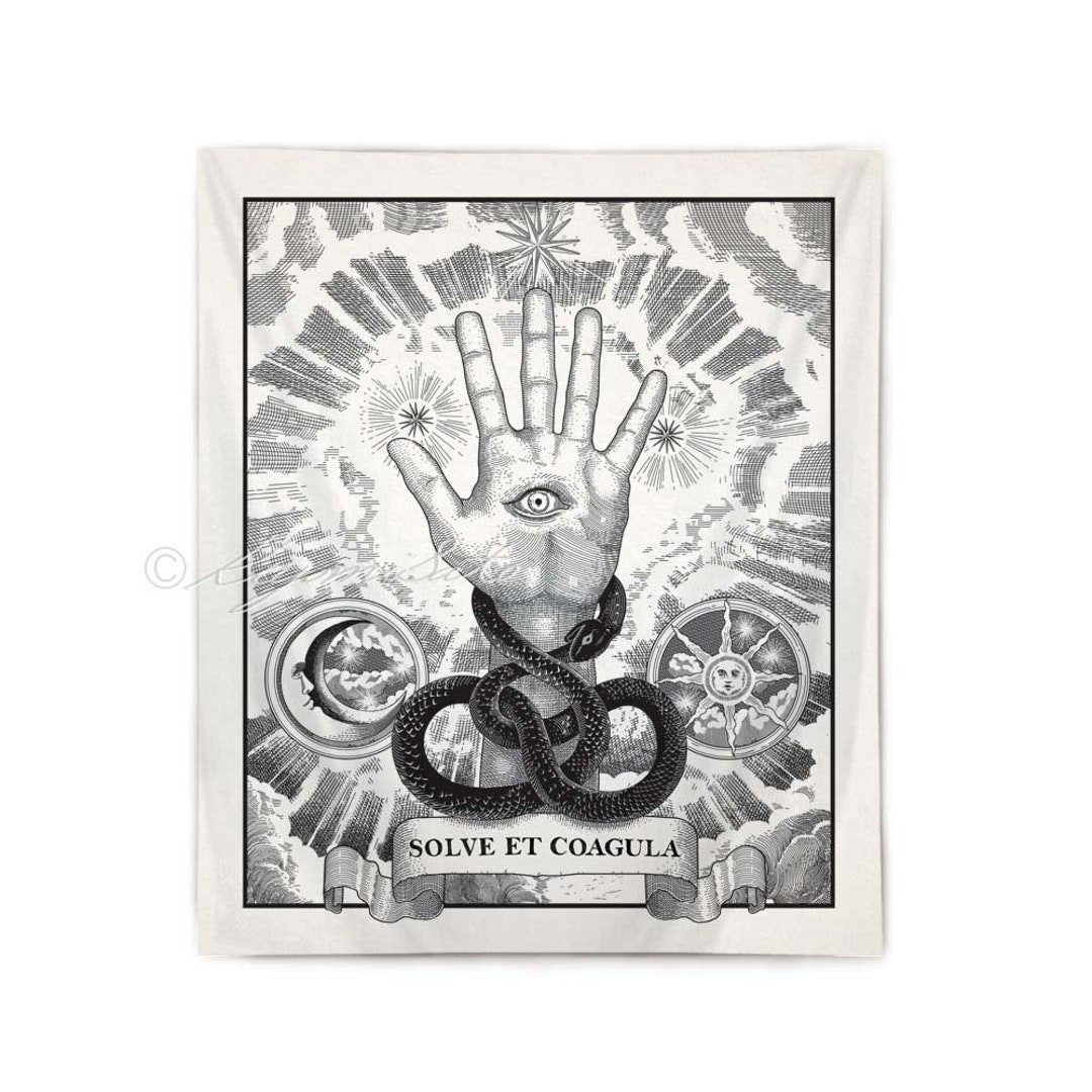 Alchemy Motto solve Et Coagula With Ouroboros Snake Tapestry Wall Art ...