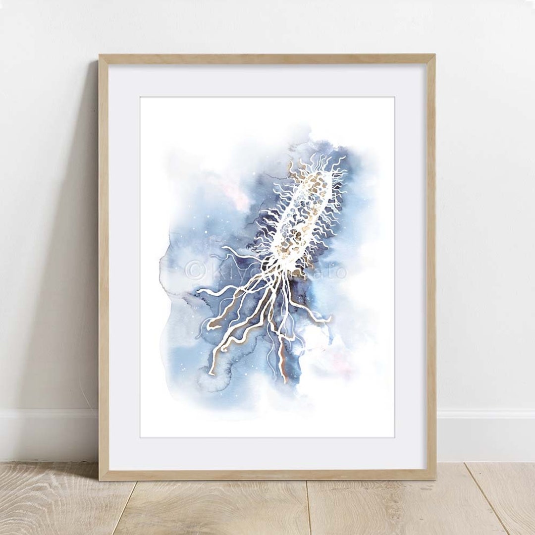 Flagellum Bacteria Watercolor Art, Science Art, Wall Decor Poster ...
