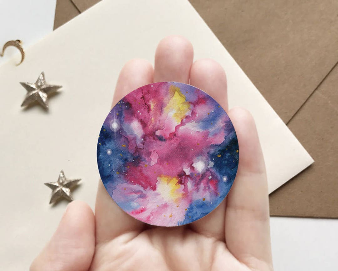 Nebula Vinyl Sticker, Watercolor Illustration Unique Decal, Laptop ...