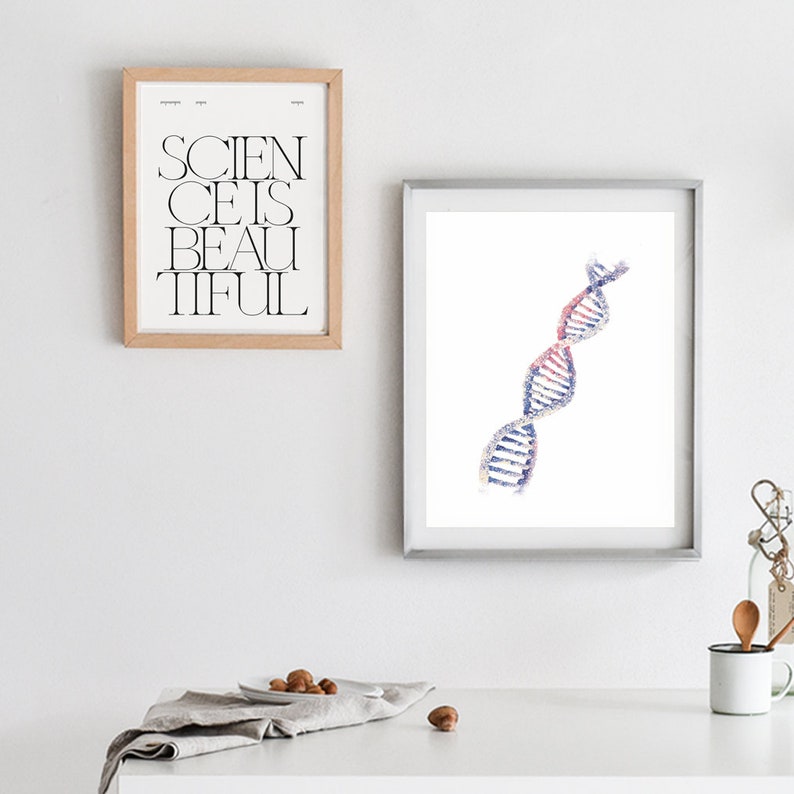DNA Helix Science Art Biology Poster, Molecular Biology Print ...