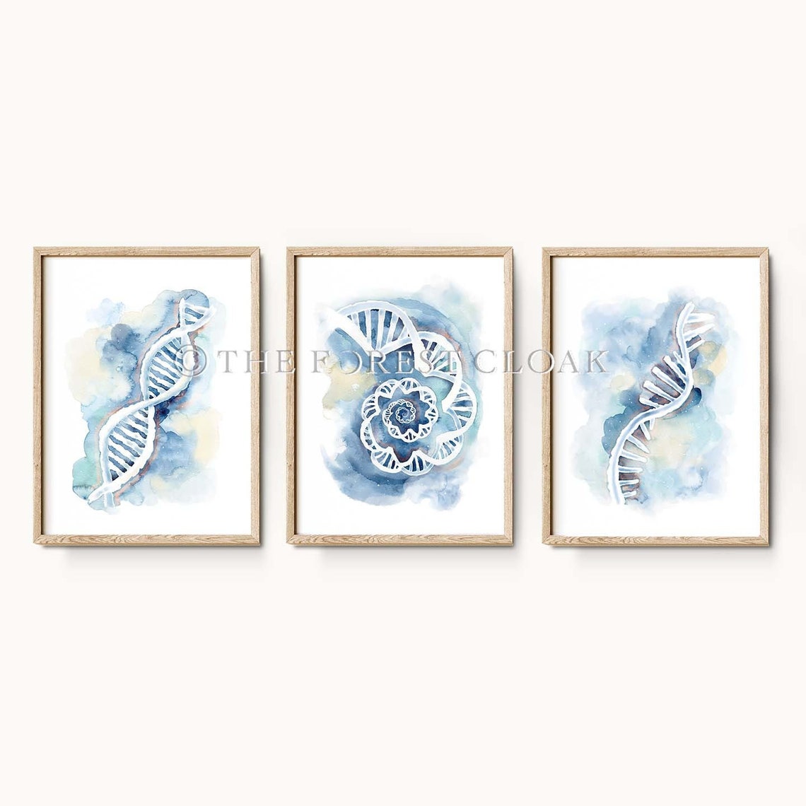 DNA RNA DNA Spiral Abstract Art Poster Set of 3 Biology - Etsy