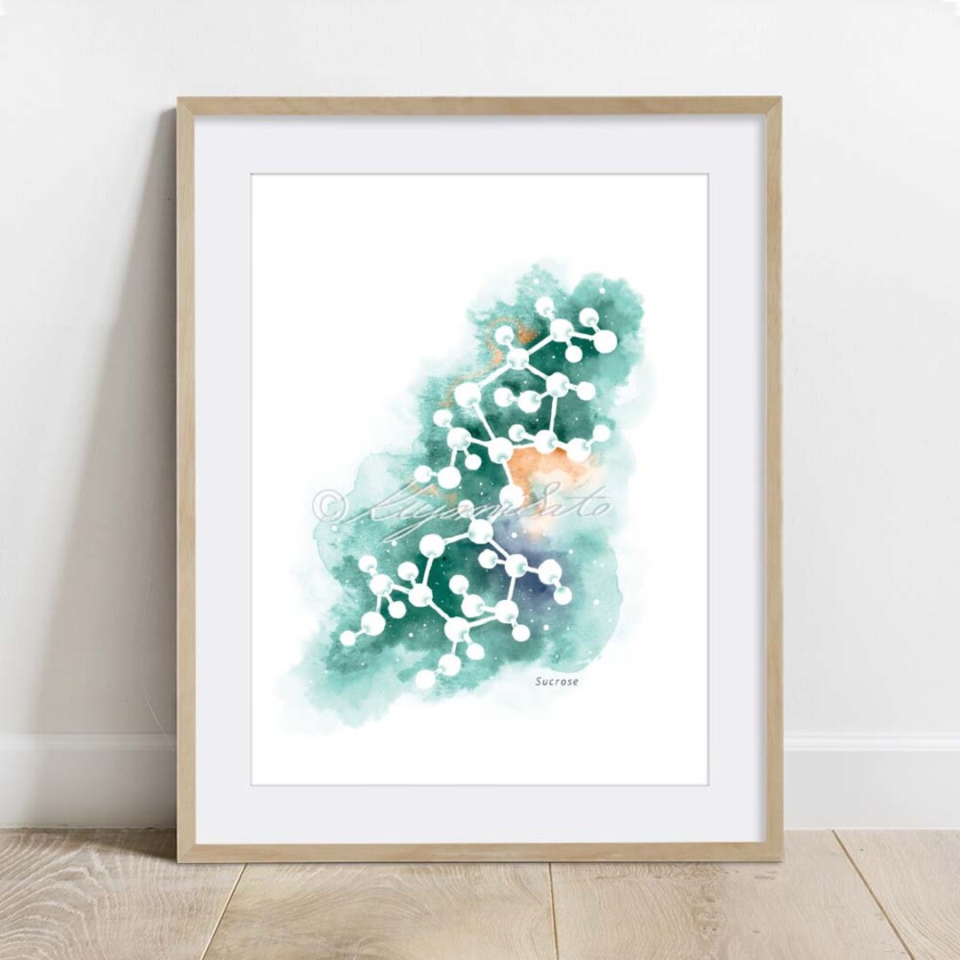 Sucrose Chemical Structure Art, Science Kitchen Decor Print, Break Room ...