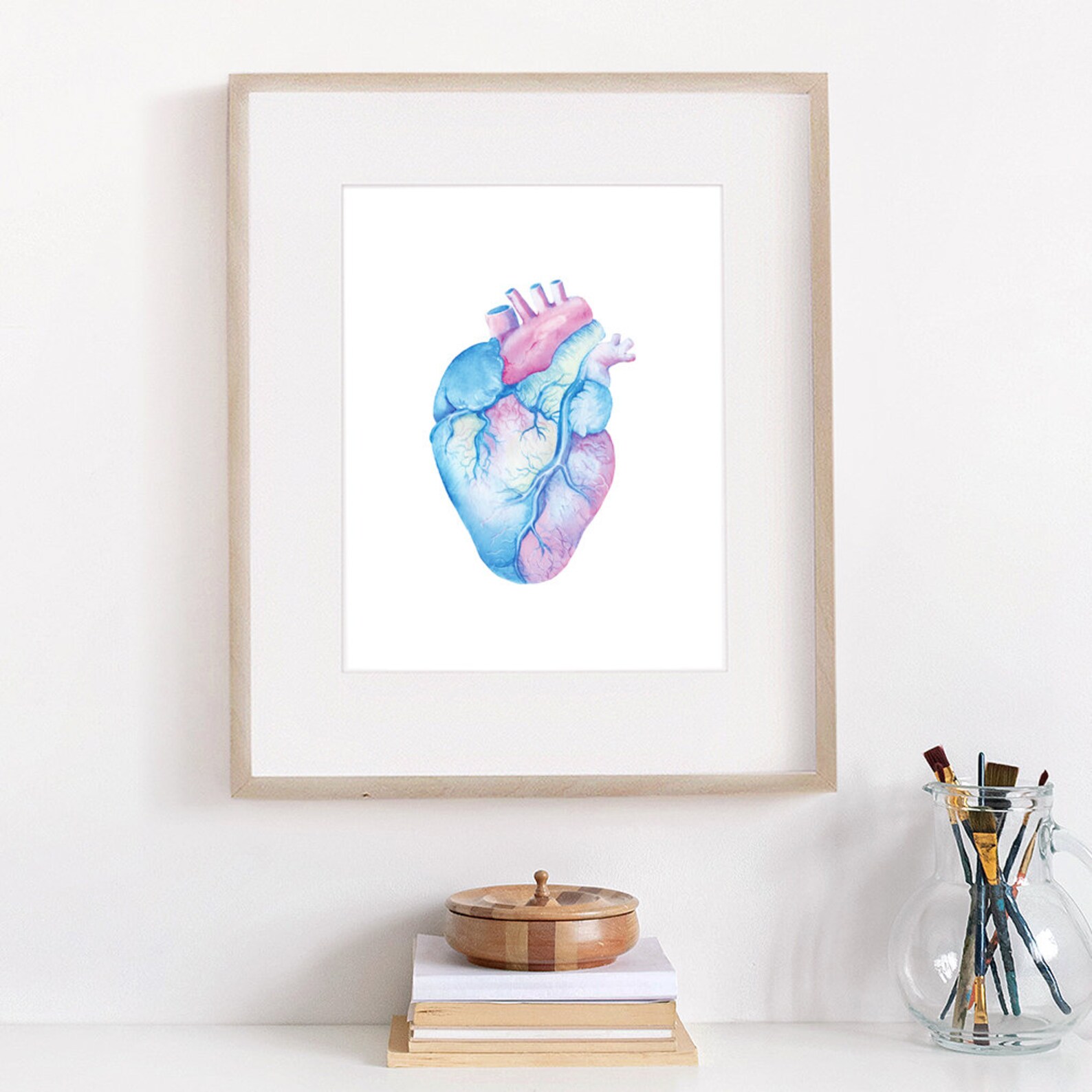 Anatomical Heart Poster in Blue Science Art Cardiovascular - Etsy
