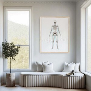 Skeletal System Art Poster, Science Art, Biology Watercolor, Human ...