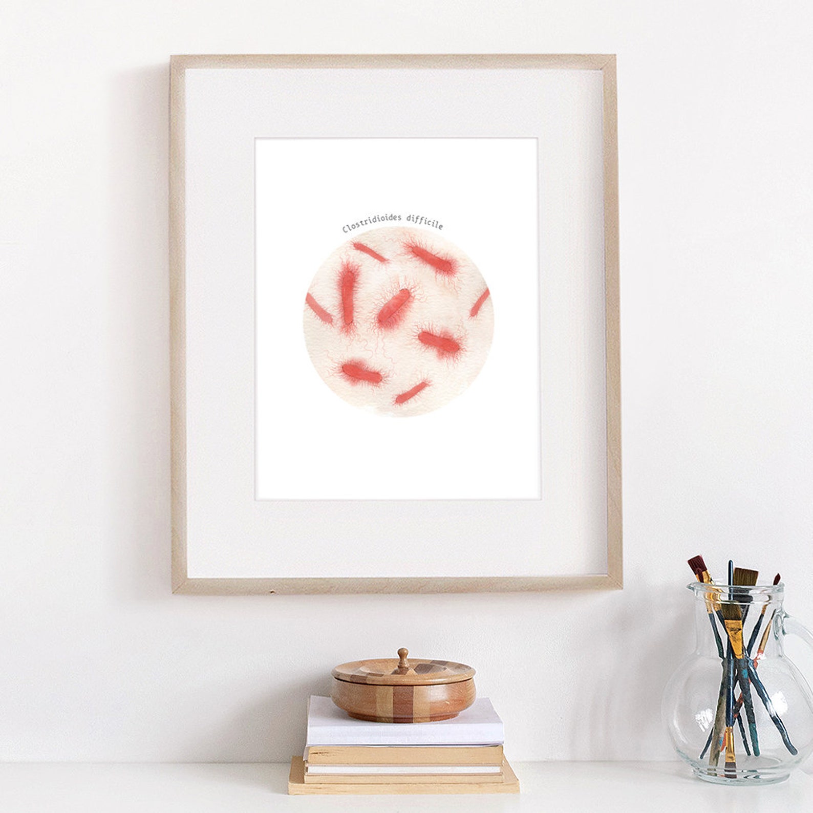 Clostridioides Difficile, Science Art Print, Bacteria Poster ...