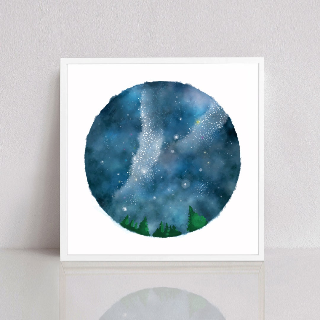 Night Sky and Milky Way Watercolor Art Poster - Etsy