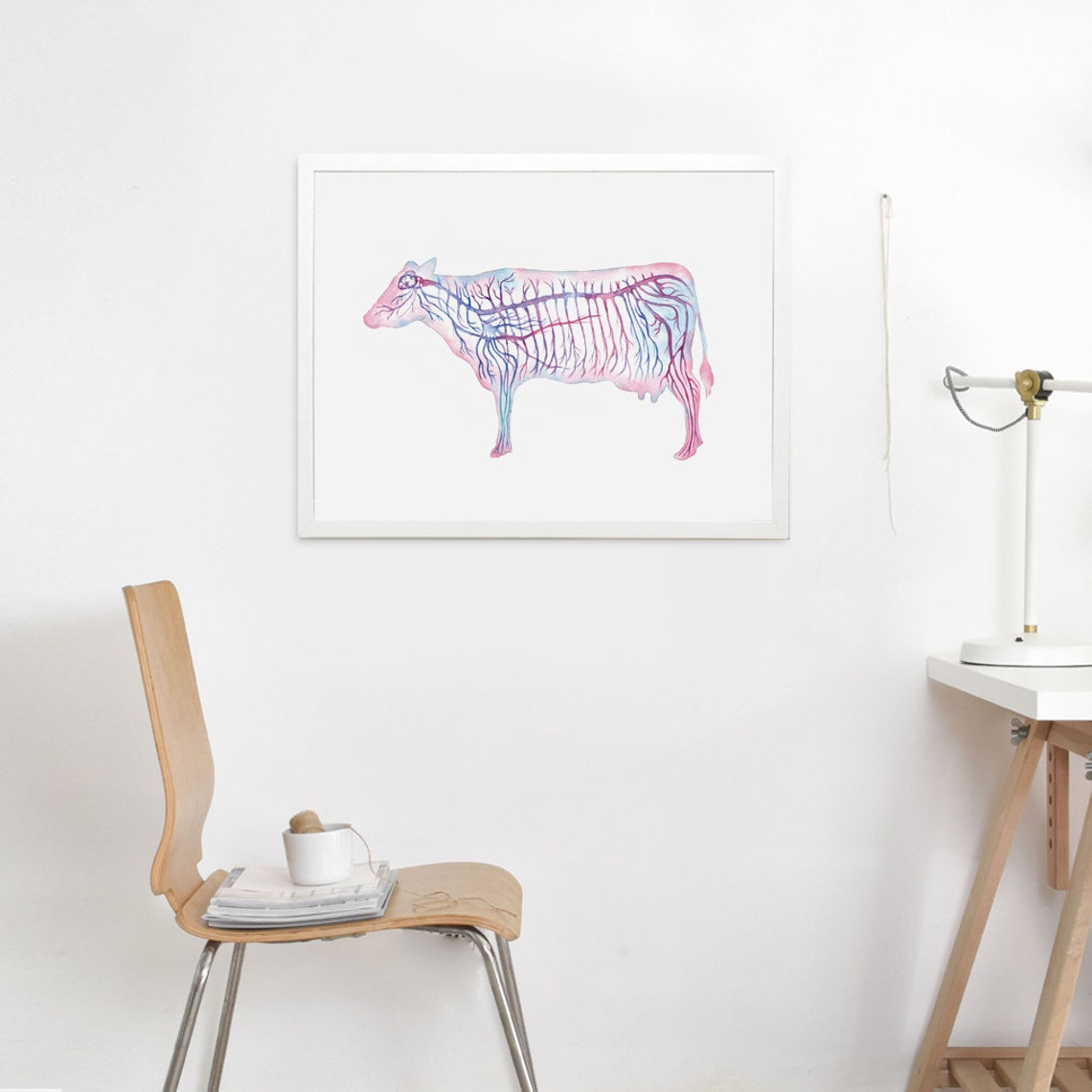 Cattle Nervous System, Science Art Poster, Veterinary Decor, Cow ...