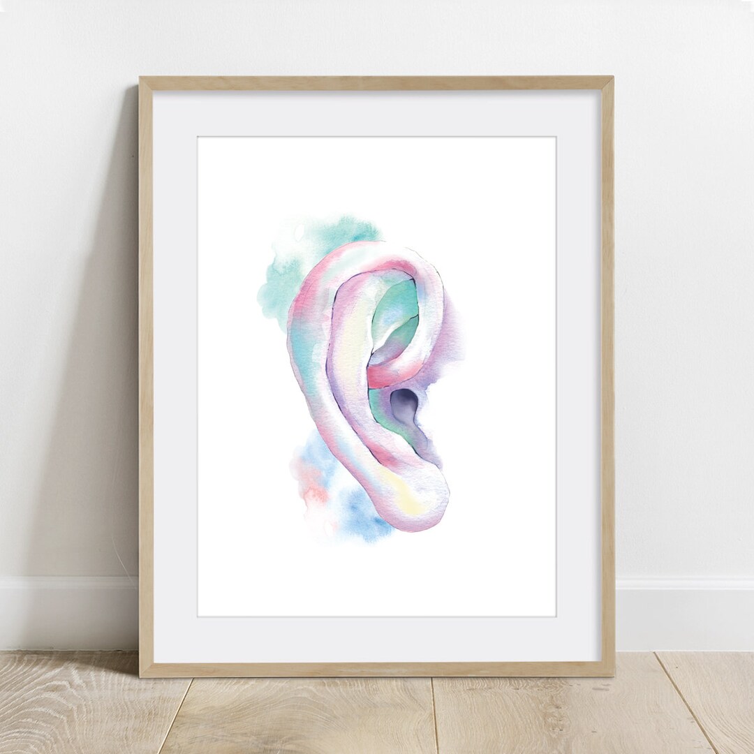 Ear Art Print, Biology Poster, Otolaryngology Wall Decor, Ear Anatomy ...
