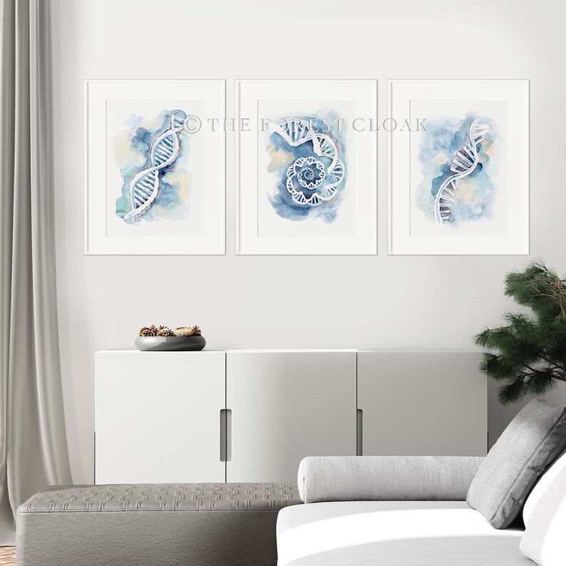 DNA RNA DNA Spiral Abstract Art Poster Set of 3 Biology - Etsy
