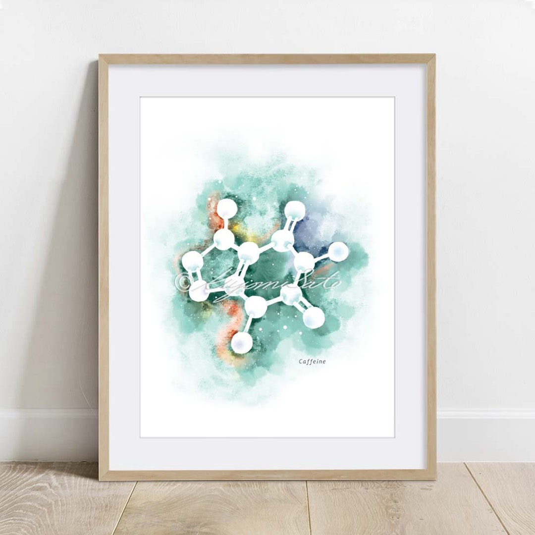 Caffeine Chemical Structure Art, Science Kitchen Decor Print, Break ...