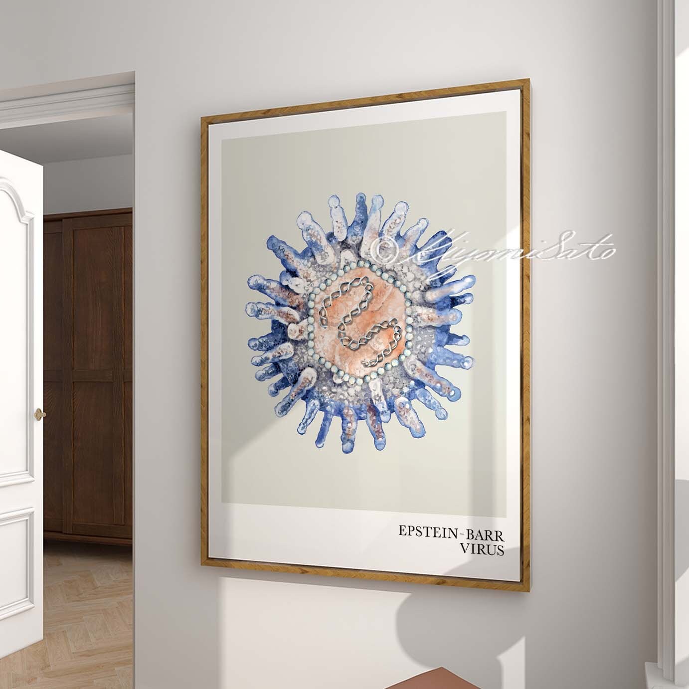 Epstein-barr Virus Art Print, Science Wall Decor, Molecular Biology ...