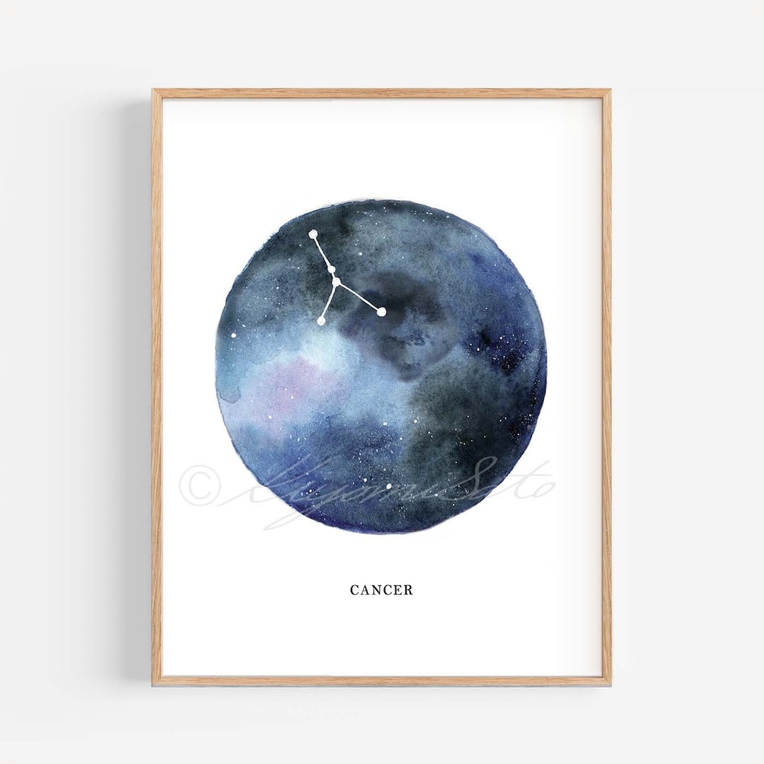 Cancer Constellation, Cancer Astrological Sign, Cancer Watercolor Art ...