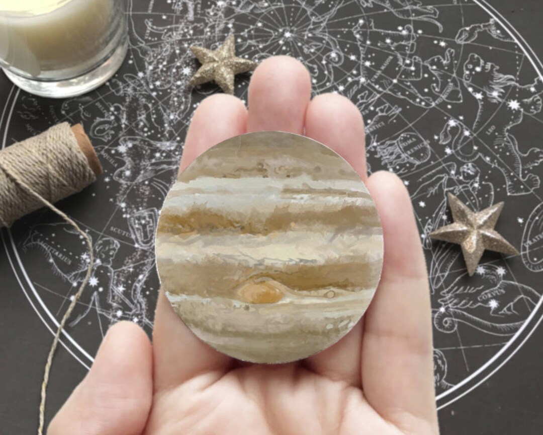 Jupiter Vinyl Sticker, Watercolor Illustration Unique Decal, Laptop ...