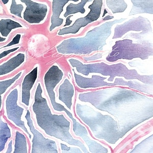 Astrocyte, Glial Cell Art Biology Poster, Science Art Print, Nervous ...