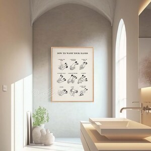 Hand Washing Instruction, How to Wash Your Hands, Vintage Style Art ...